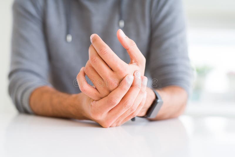 Close Up of Man Hands Over White Table Stock Photo - Image of body ...