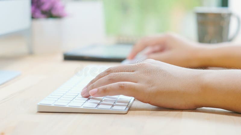 Close Up of Man Hands Typing Keyboard Computer, People and Technology ...