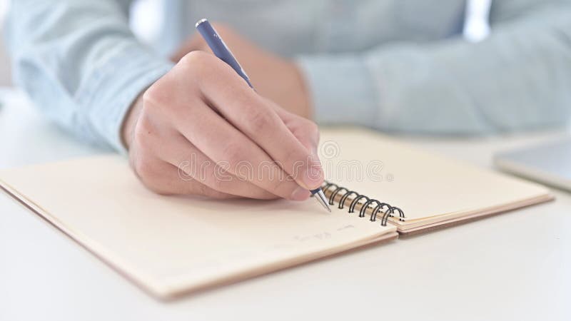 Close Up of Man Hands Writing Notes Stock Image - Image of calculating ...