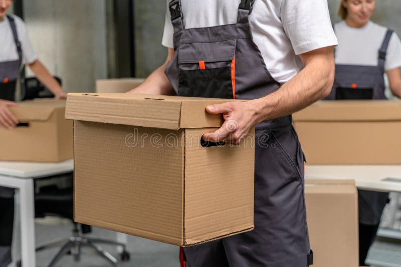 Close Up of a Man Holding a Big Box in Hands Stock Image - Image of ...