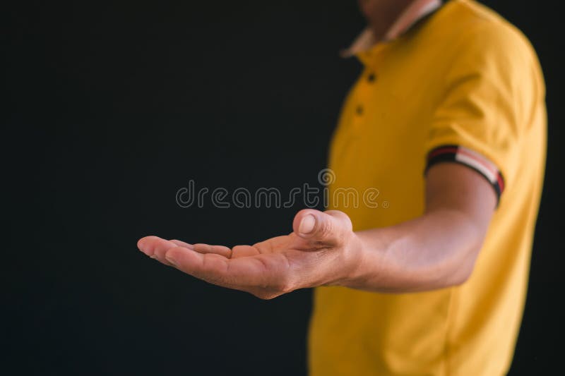 Close-up of a Man Holding Out His Hand and Extending His Hand Stock ...
