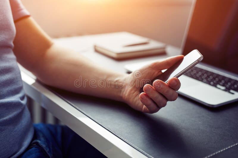 Close Up Man Holding Smartphone Stock Photo - Image of communication ...