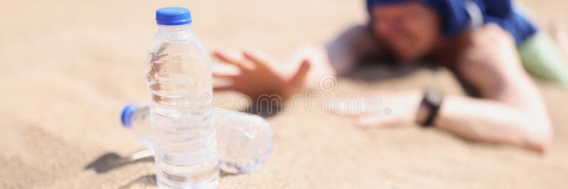 Man Lying on Sand in Desert and Feeling Thirst Stock Image - Image of ...