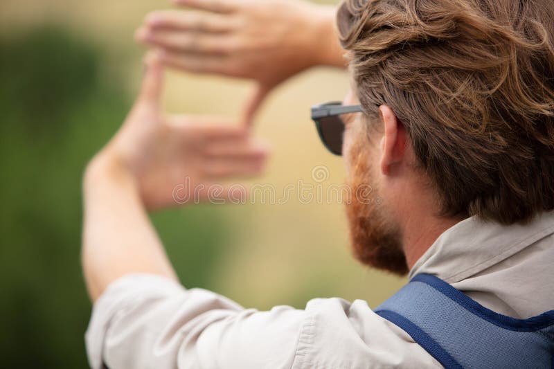 Close-up Man Making Hands Frame Gesture Stock Image - Image of young ...