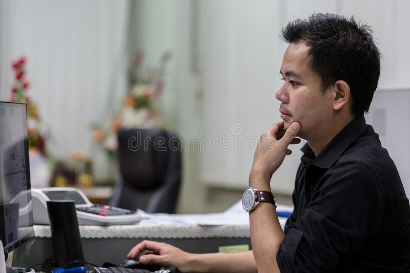Close Up Man in Office Working Hard Stock Image - Image of smart, white ...