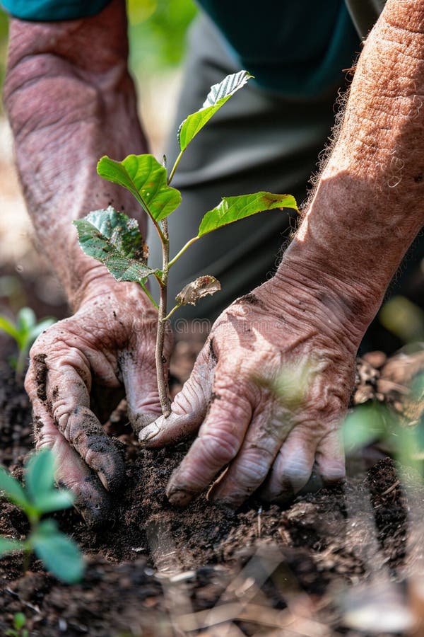 Close-up of a Man Planting a Tree in the Garden Stock Photo - Image of ...