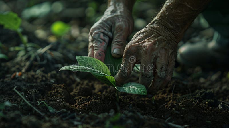 Close-up of a Man Planting a Tree in the Garden Stock Photo - Image of ...