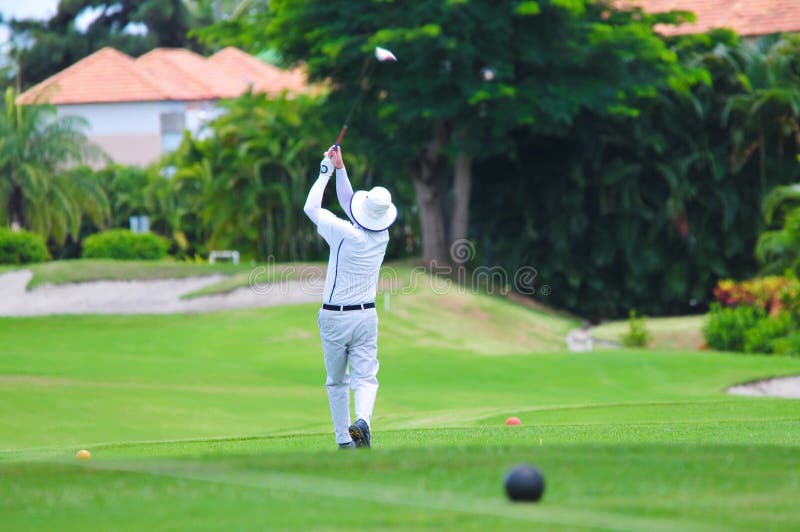 Close Up of Man Playing Golf in a Golf Course Stock Photo - Image of ...