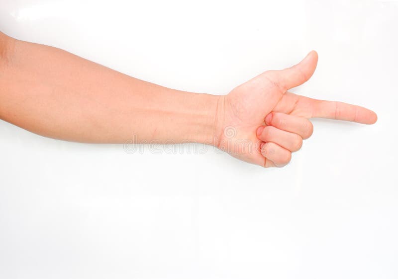 Close-up of Man Pointing Hand on White Background. Stock Image - Image ...