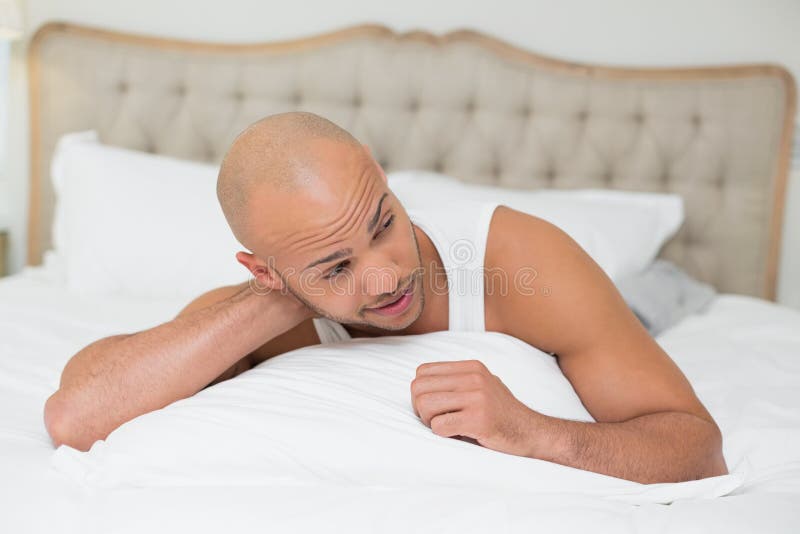 Close Up of a Man Resting in Bed Stock Photo - Image of view, bedroom ...
