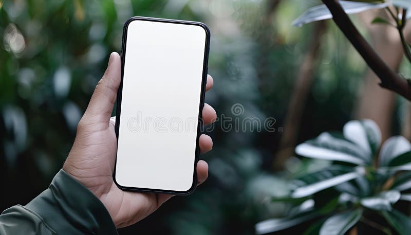 Close-up of a Man S Hand Holding Cell Phone with Blank Screen Stock ...