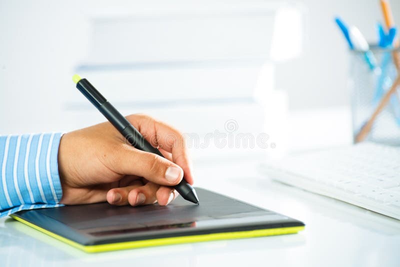 Close-up of a Man S Hand with a Pen Stylus Stock Photo - Image of ...