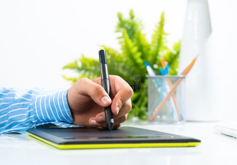 Close-up of a Man S Hand with a Pen Stylus Stock Image - Image of ...