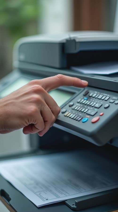 Close-up of Hand Using Photocopier in an Office Setting Stock Image ...