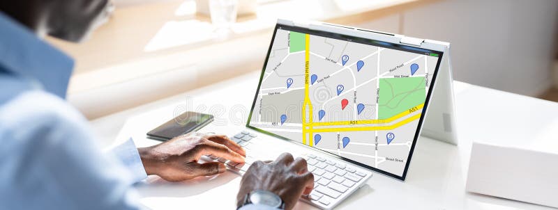 Close-up of a Man`s Hand Using GPS Navigation Map Stock Photo - Image ...