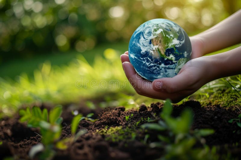 Close-up of a Man& X27;s Hands Holding a Globe of the Earth. Earth Day ...