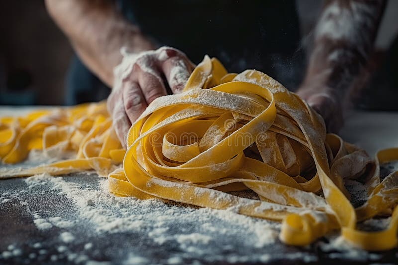 Close-up of a Man S Hands Making Fresh Homemade Pasta Stock ...