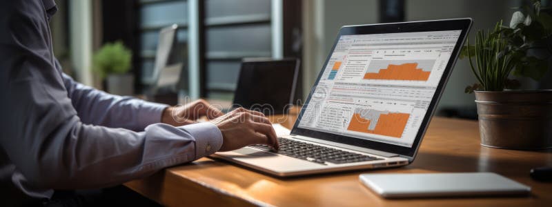 Close-up of a Man& X27;s Hands Typing on a Laptop Keyboard, with a ...