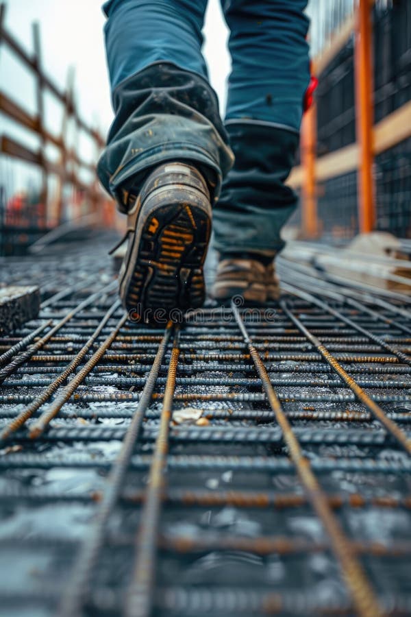 Close-up of a Man& X27;s Legs at a Construction Site Stock Photo ...