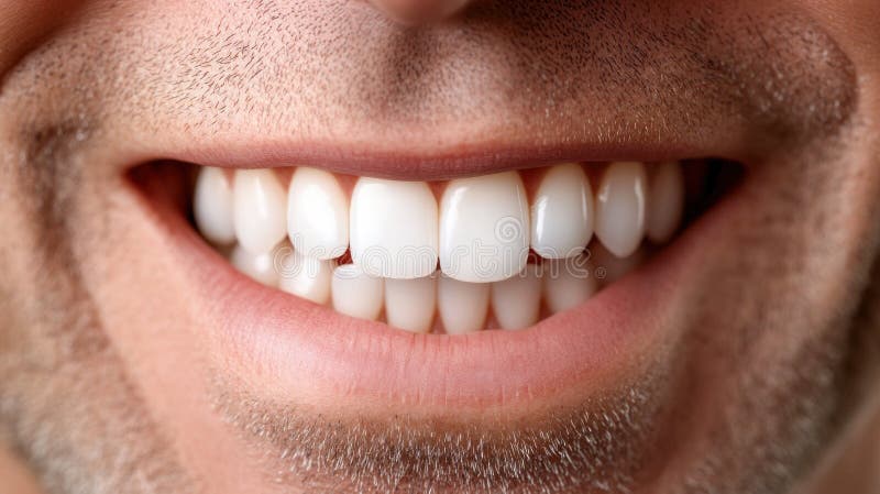 Close-Up of a Man S Smile with White Teeth Stock Illustration ...
