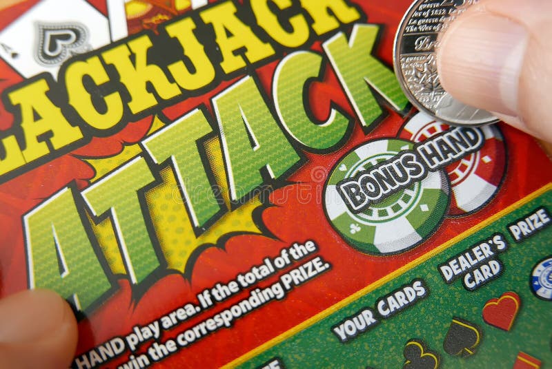 Close Up Man Scratching Blackjack Attack Lottery Ticket Editorial Stock ...