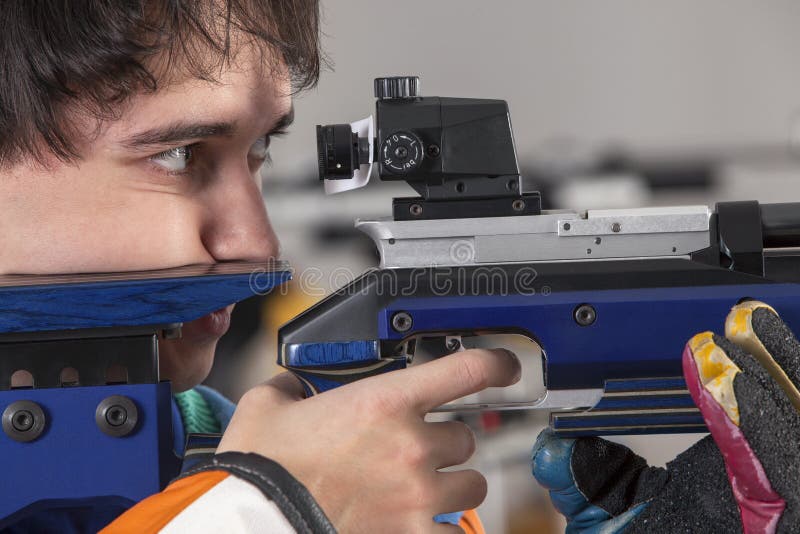 Close-up of Man Shooting Target Stock Photo - Image of accuracy ...