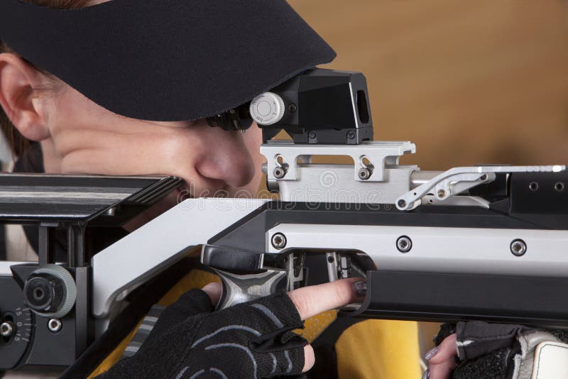 Close-up of Man Shooting Target Stock Image - Image of focus, colour ...