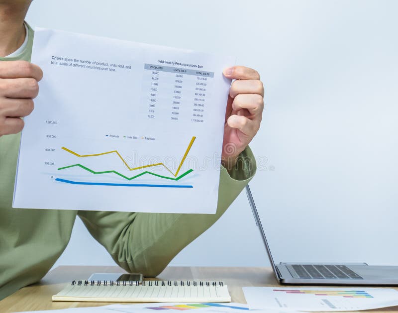 Close Up Man Show Document Data Graph Stock Photo - Image of adult ...