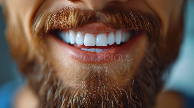 Close-up of a Man Smiling with a Beard and White Teeth Stock ...