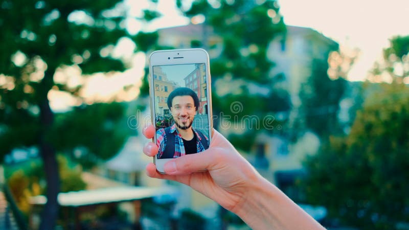 Close-up of Man Speaking on Video Call on Smartphone Stock Image ...