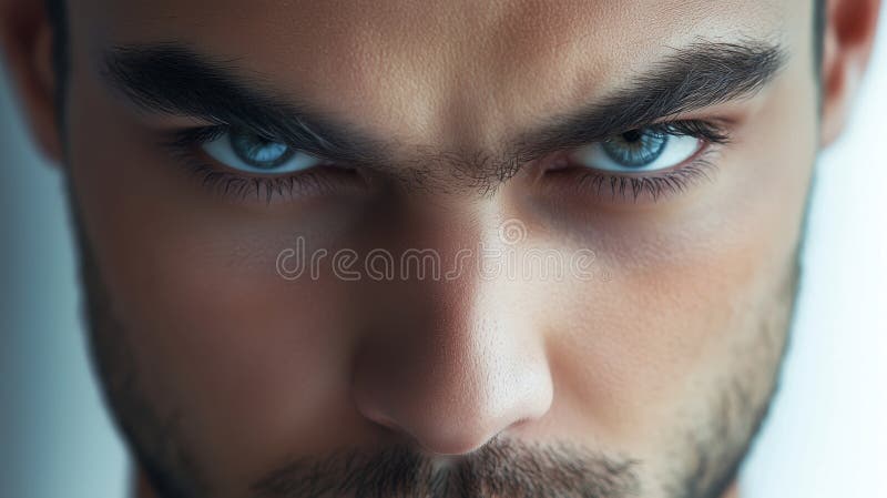 A Close-up of a Man with Striking Blue Eyes and a Serious Expression ... A Close-up of a Man with Striking Blue Eyes and a Serious Expression ...
