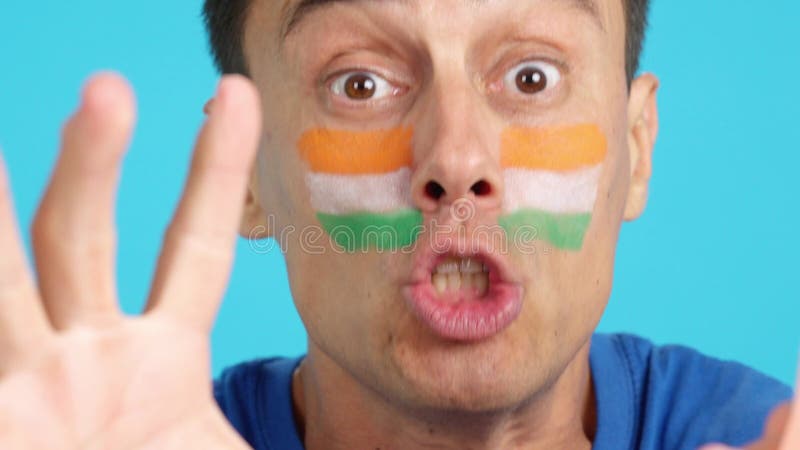 Close Up of a Man Supporting Indian Team Stock Footage - Video of ...
