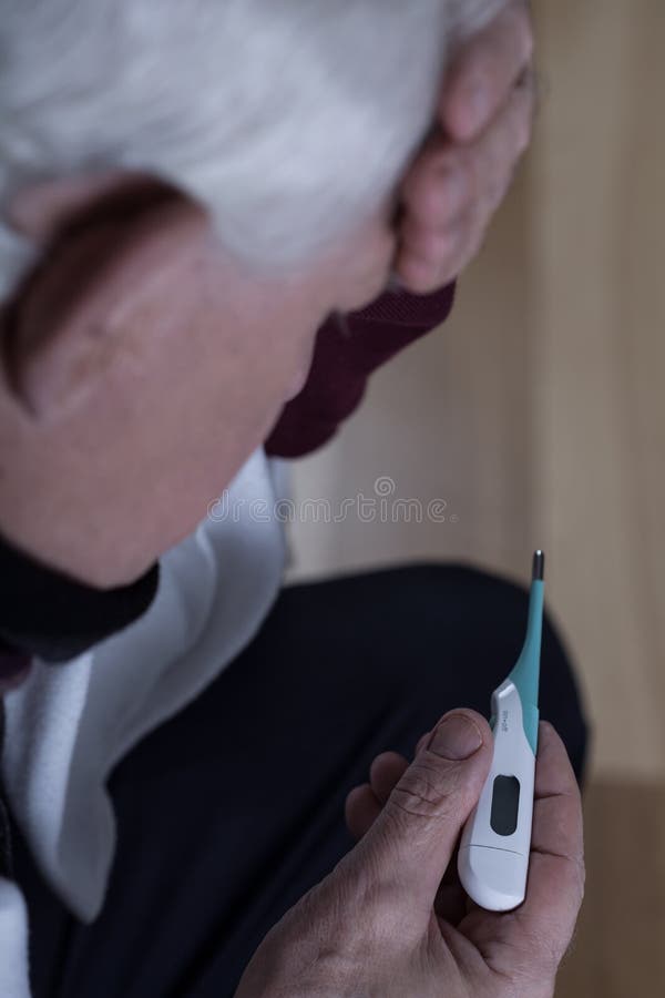 Close-up of Man Taking Temperature Stock Photo - Image of indoors, sick ...