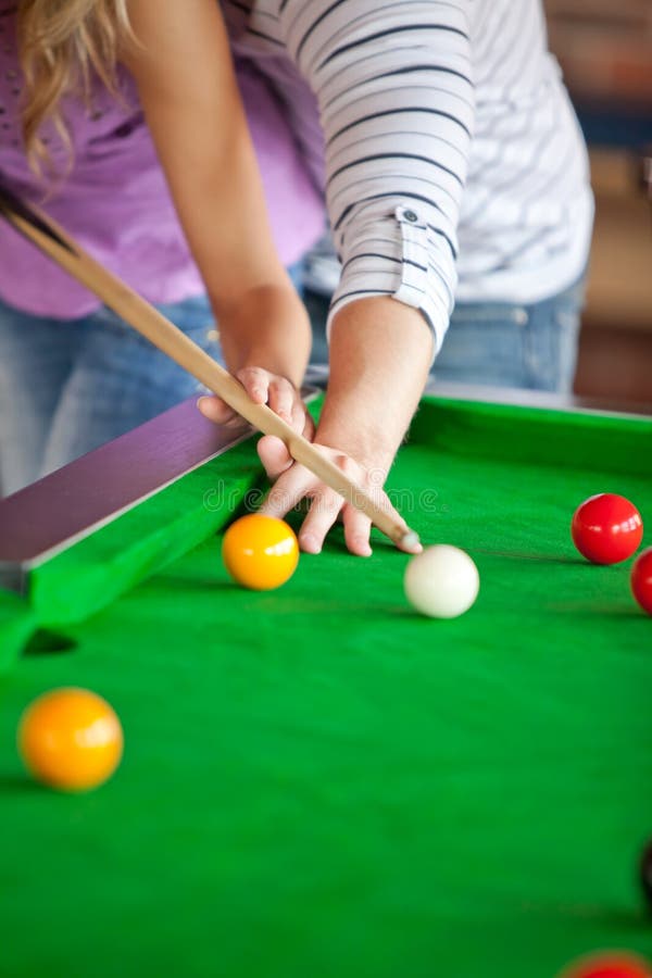 Close Up of a Man Teaching How To Play Pool Stock Image - Image of ...