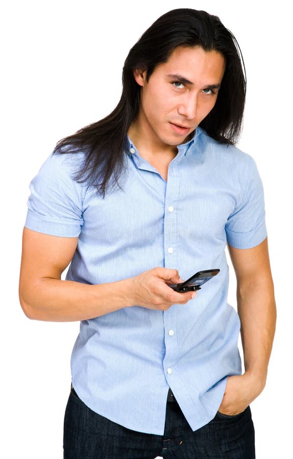 Close-up of a Man Text Messaging Stock Image - Image of confidence ...