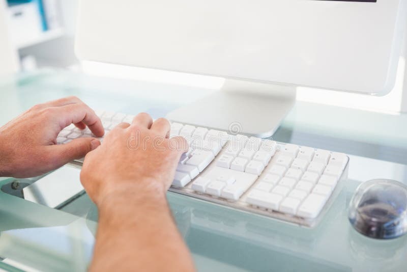 Close Up of a Man Typing on Keyboard Stock Photo - Image of desk ...