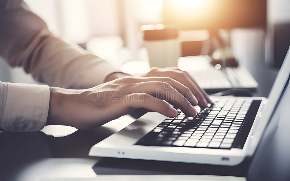 Close Up of Man Typing Something Using Computer while Stock ...