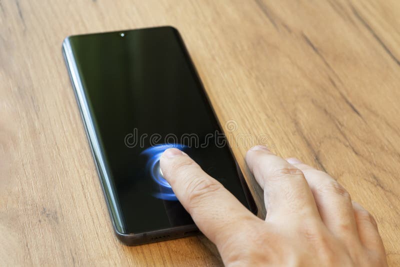 Biometric Security. Close Up of Man Using Generated Mobile Smart Phone ...