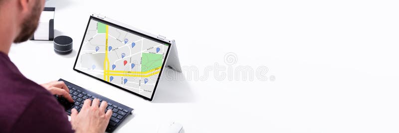 Close-up of a Man Using GPS Map with Navigation Pointers Stock Image ...