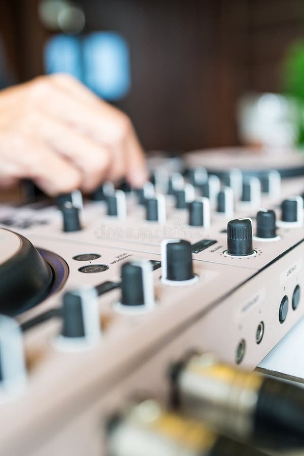 Man Using Mixing Console, Audio Sound Mixer Control Panel Stock Photo ...