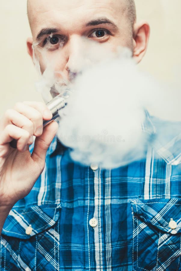 Close Up Portrait of a Man Vaping. Stock Photo - Image of exhaling ...
