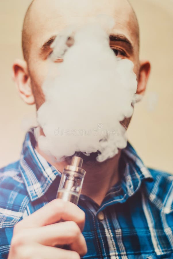 Close Up Portrait of a Man Vaping. Stock Image - Image of beauty ...