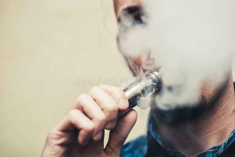 Close Up Portrait of a Man Vaping. Stock Image - Image of ecig, modern ...