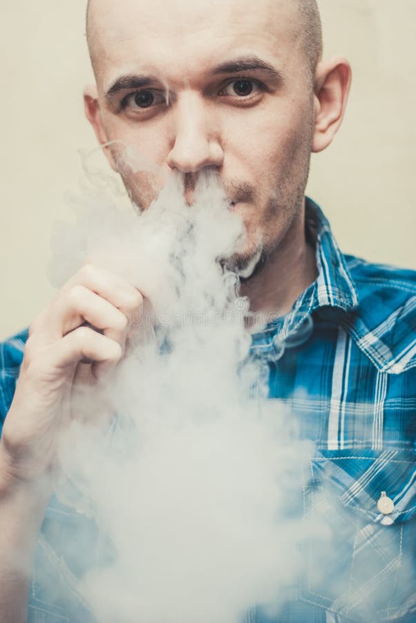 Close Up Portrait of a Man Vaping. Stock Photo - Image of health ...