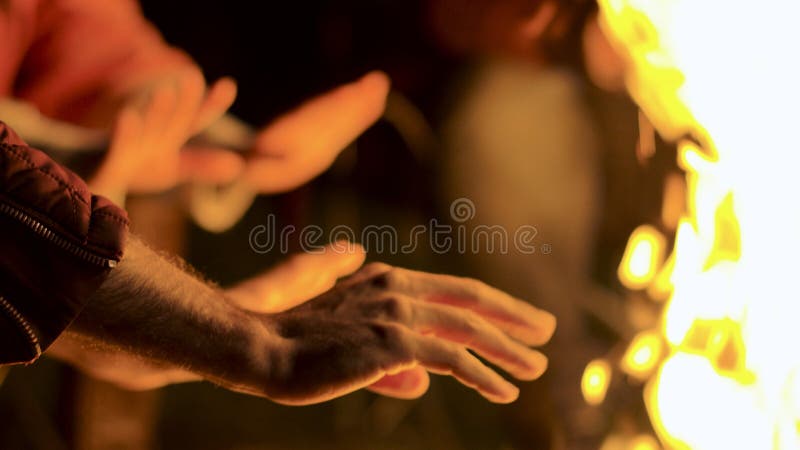 Close Up Of Man Warming Up His Hands At Camp Fire Stock Image - Image ...