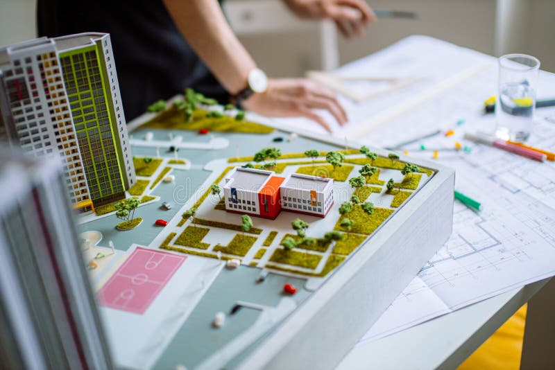 Close-up of Man Work Using Drawings in Office Stock Photo - Image of ...