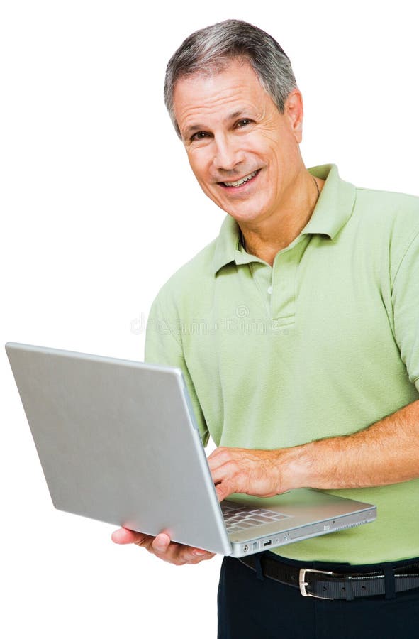 Close-up of a Man Working on Laptop Stock Image - Image of ...