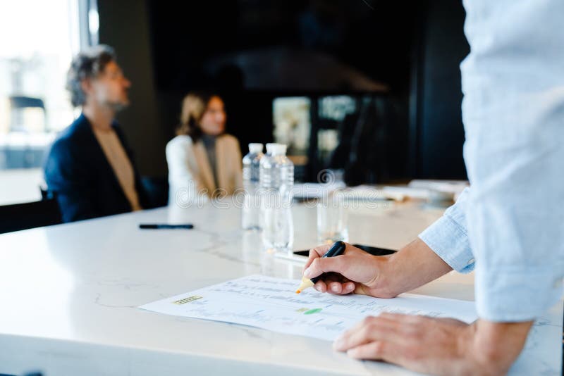 Close Up of Man Writing Down Notes during Meeting in Office Stock Photo ...