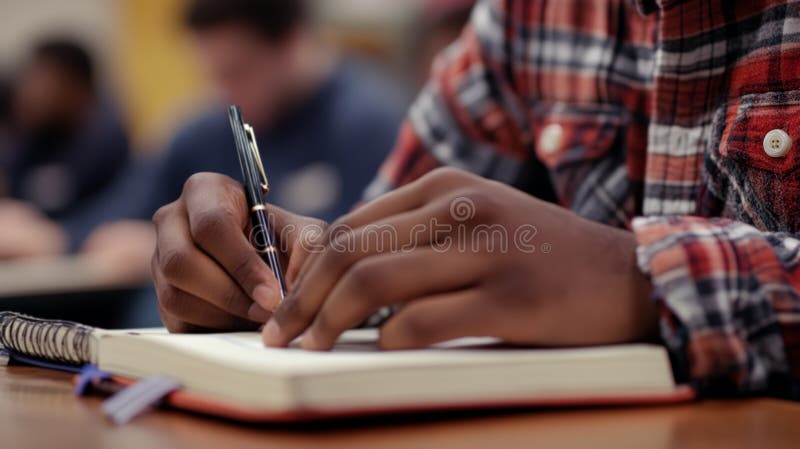 Close-up of Man Writing Notes in a Notebook Stock Image - Image of work ...