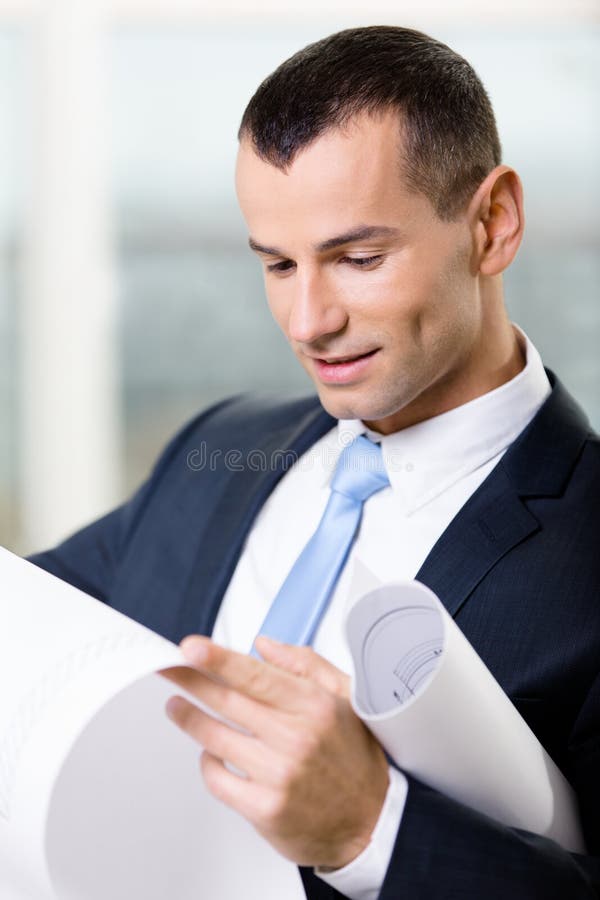 Senior Manager Reading at His Desk Stock Photo - Image of ...